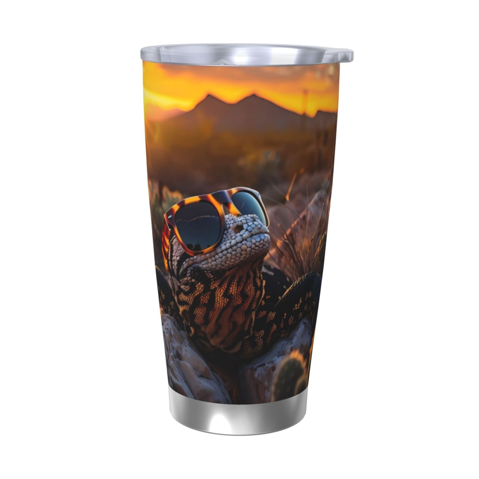 Picia Lizard With Sunglasses Sunset Pattern 20 oz Tumbler Stainless ...