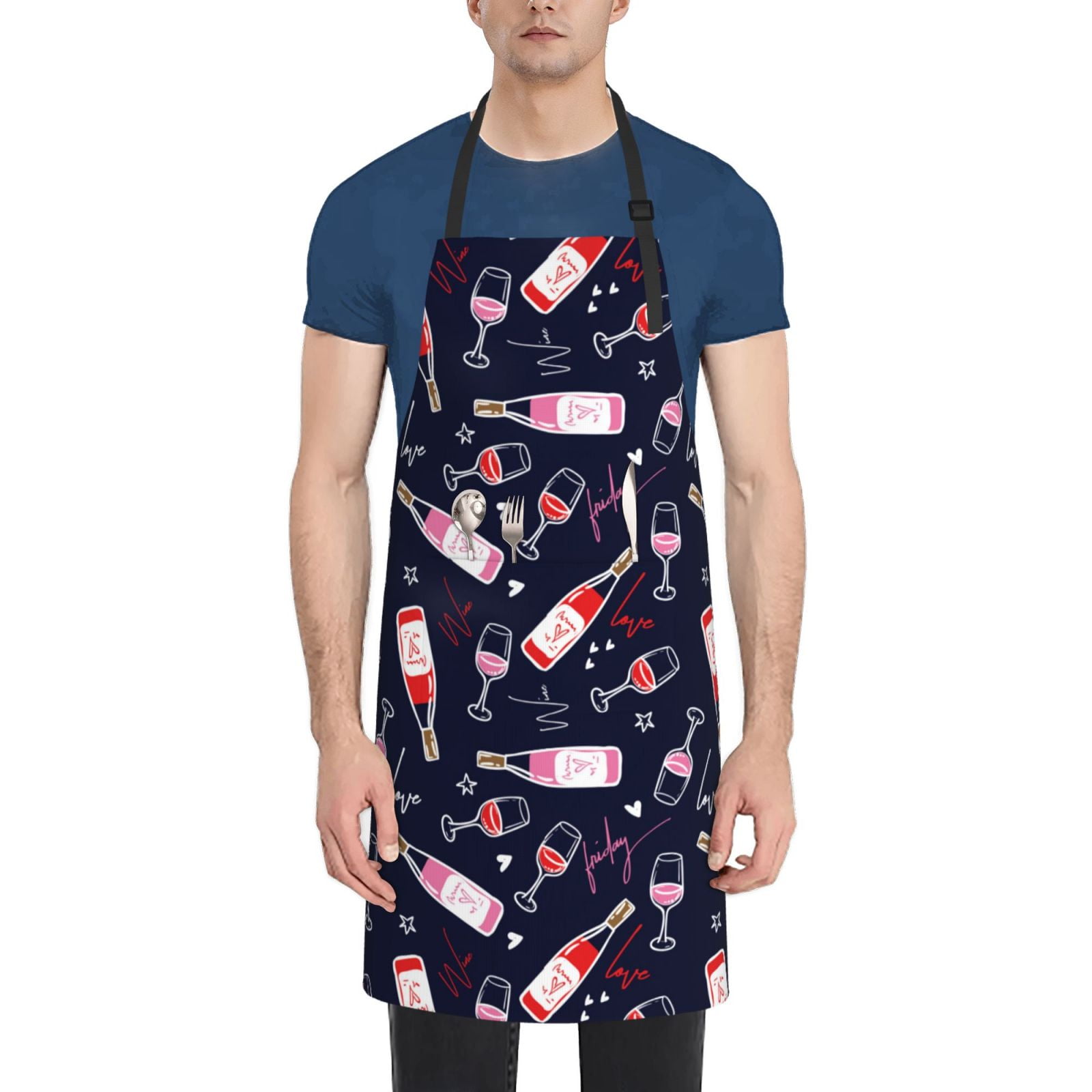 Picia Love Wine Waterproof Apron for Unisex Adult - Adjustable Bib ...