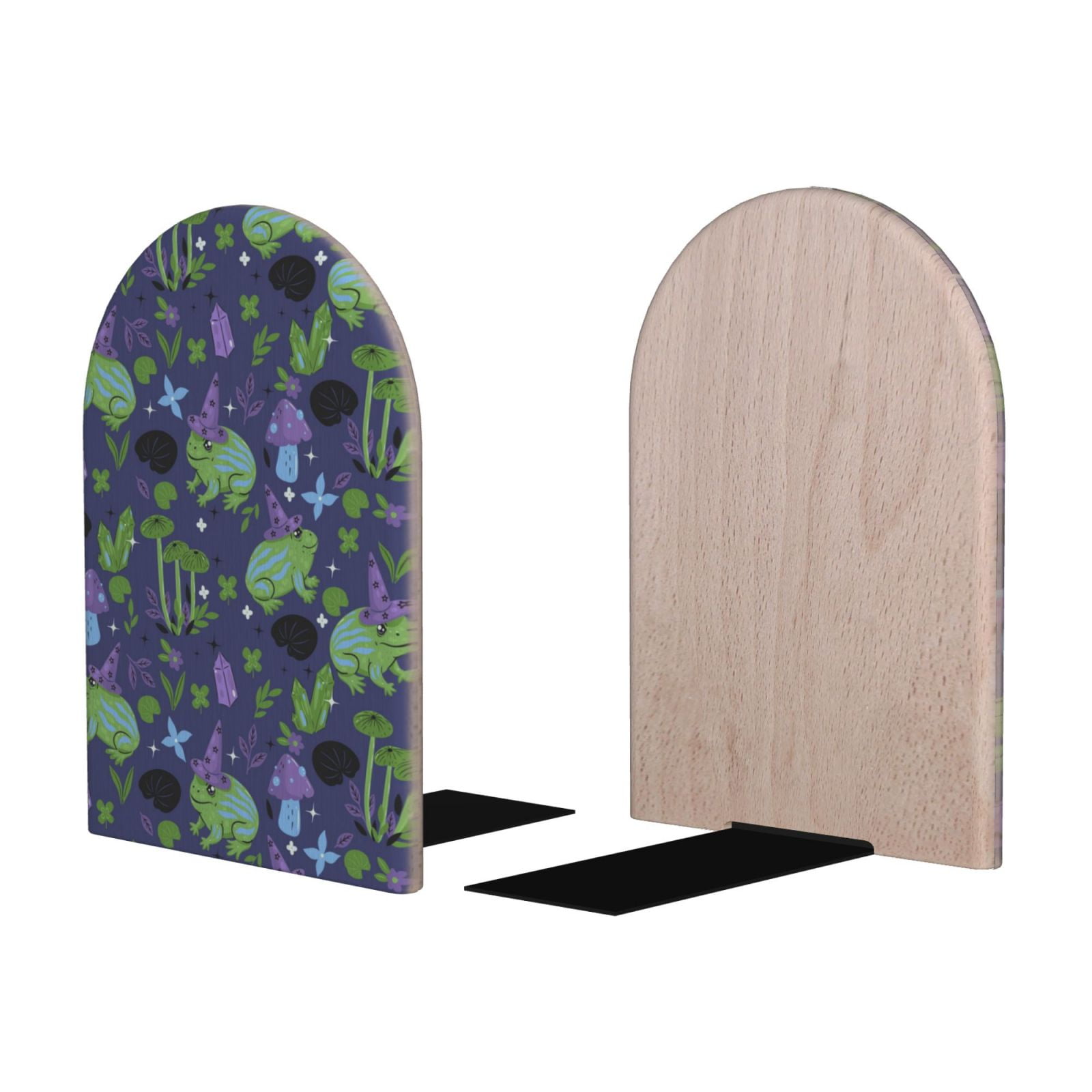 Picia Magic Toads in Hats Pattern Wood Bookends for Shelves,Non-slip ...