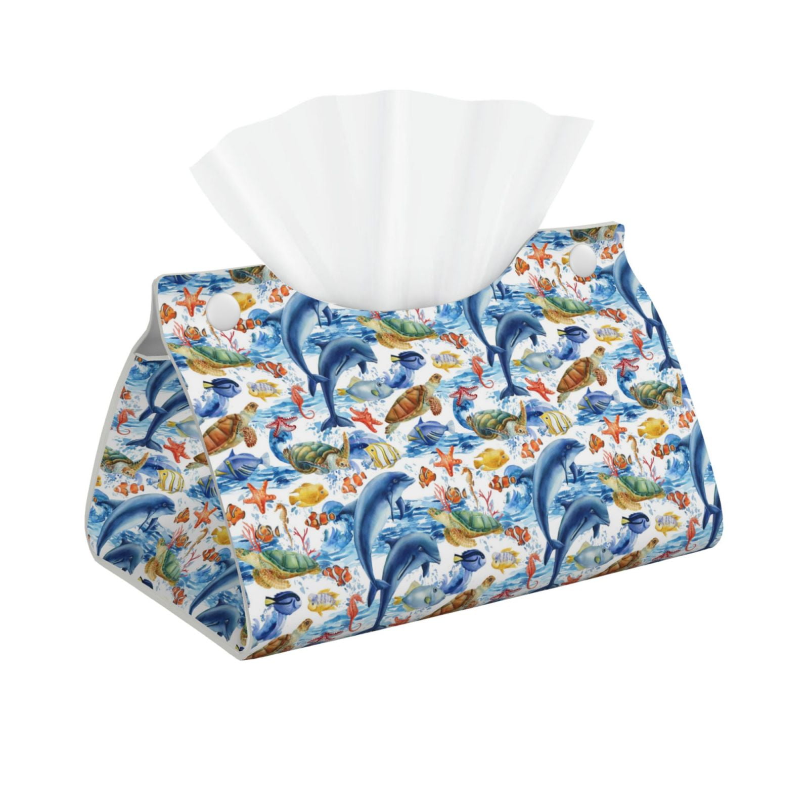 Picia Marine Animals Pattern Long Tissue Box Cover,PVC Leather Triangle ...