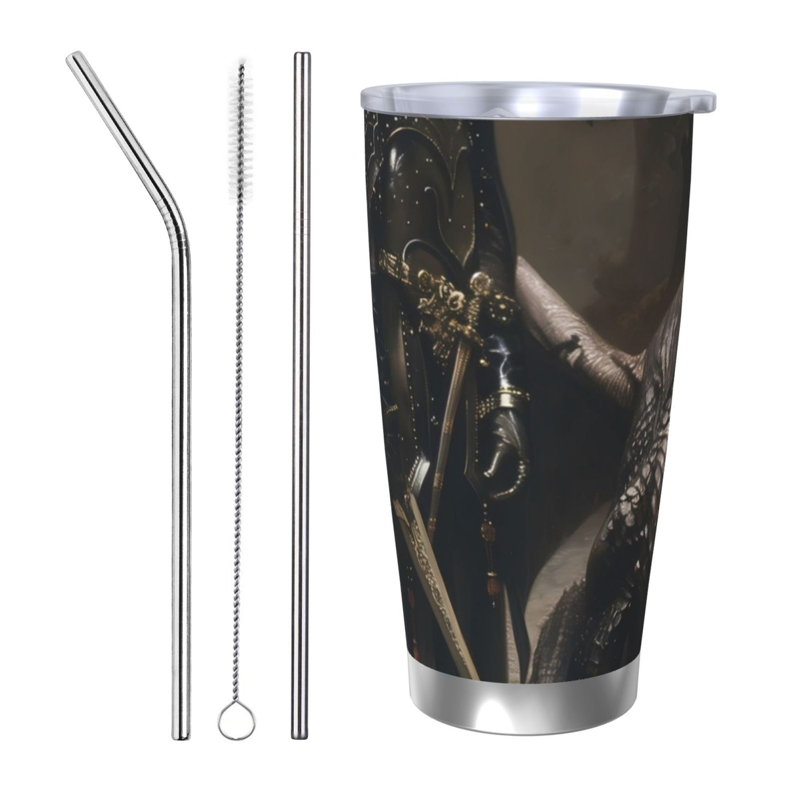 Picia Medieval Knight And Dragon Pattern 20 oz Tumbler Stainless Steel ...