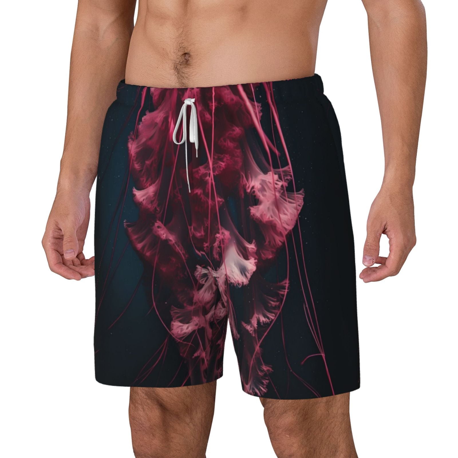 Picia Mesmerizing Pink Jellyfish pattern Mens Swim Trunks with ...