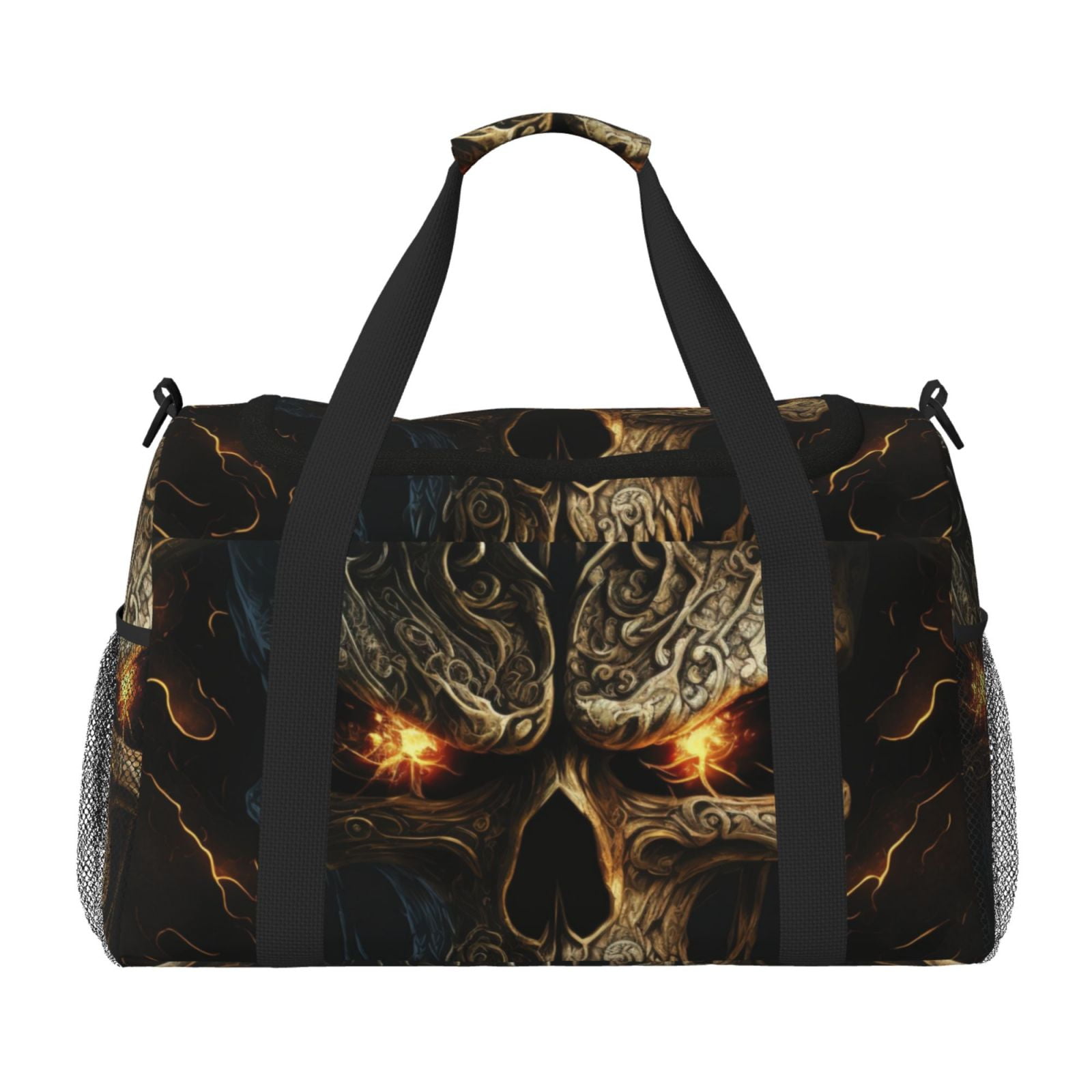 Picia Metal Evil Skull Print Travel Duffle Bag,Weekender Bags for Women ...