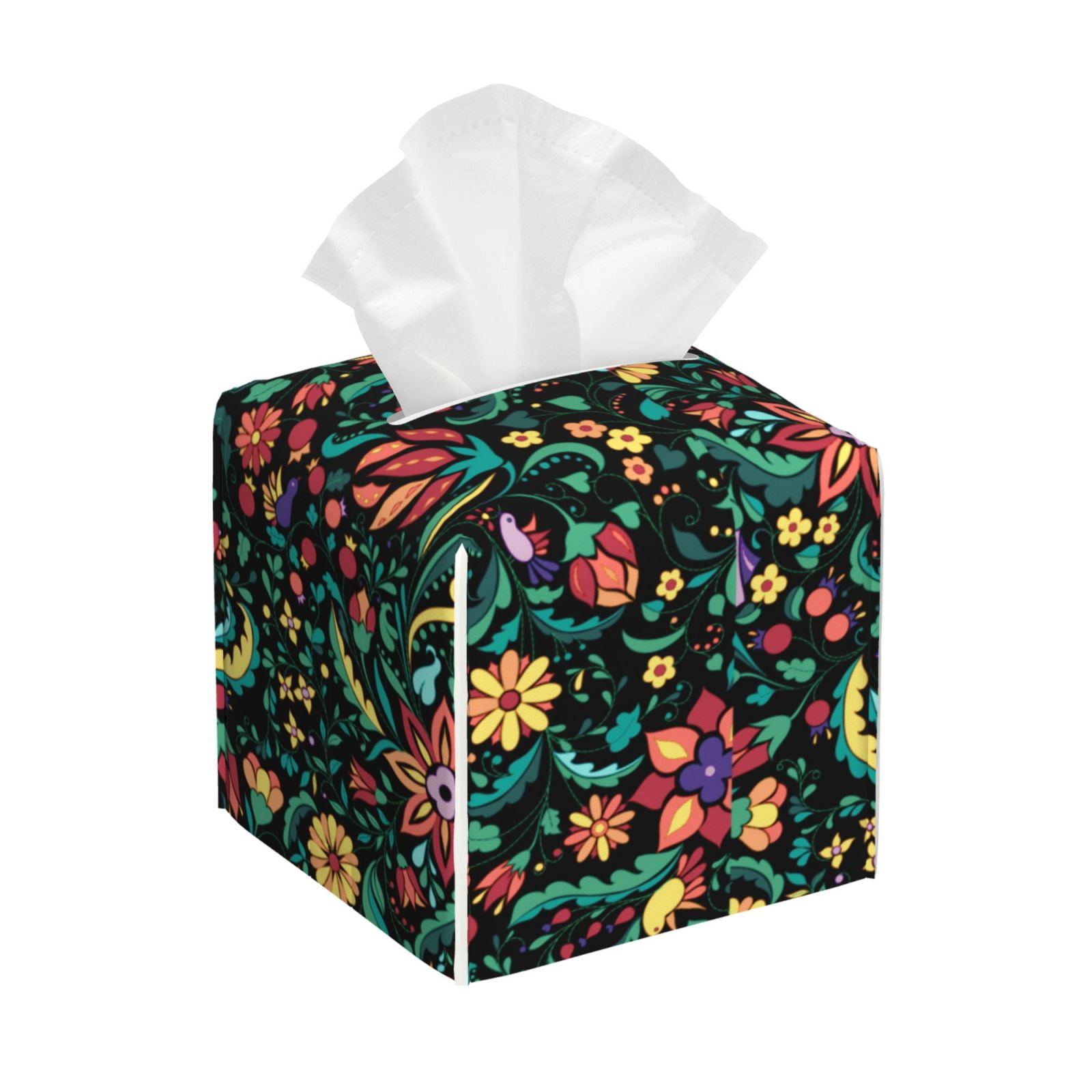Picia Mexican Flower 1 Pattern Tissue Box Cover,PVC Leather Square ...