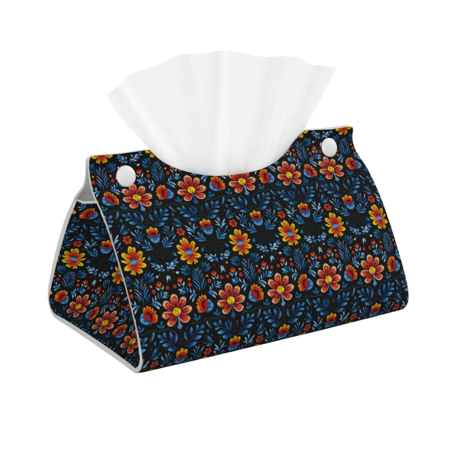 Picia Mexican Flower Pattern Long Tissue Box Cover,PVC Leather Triangle ...