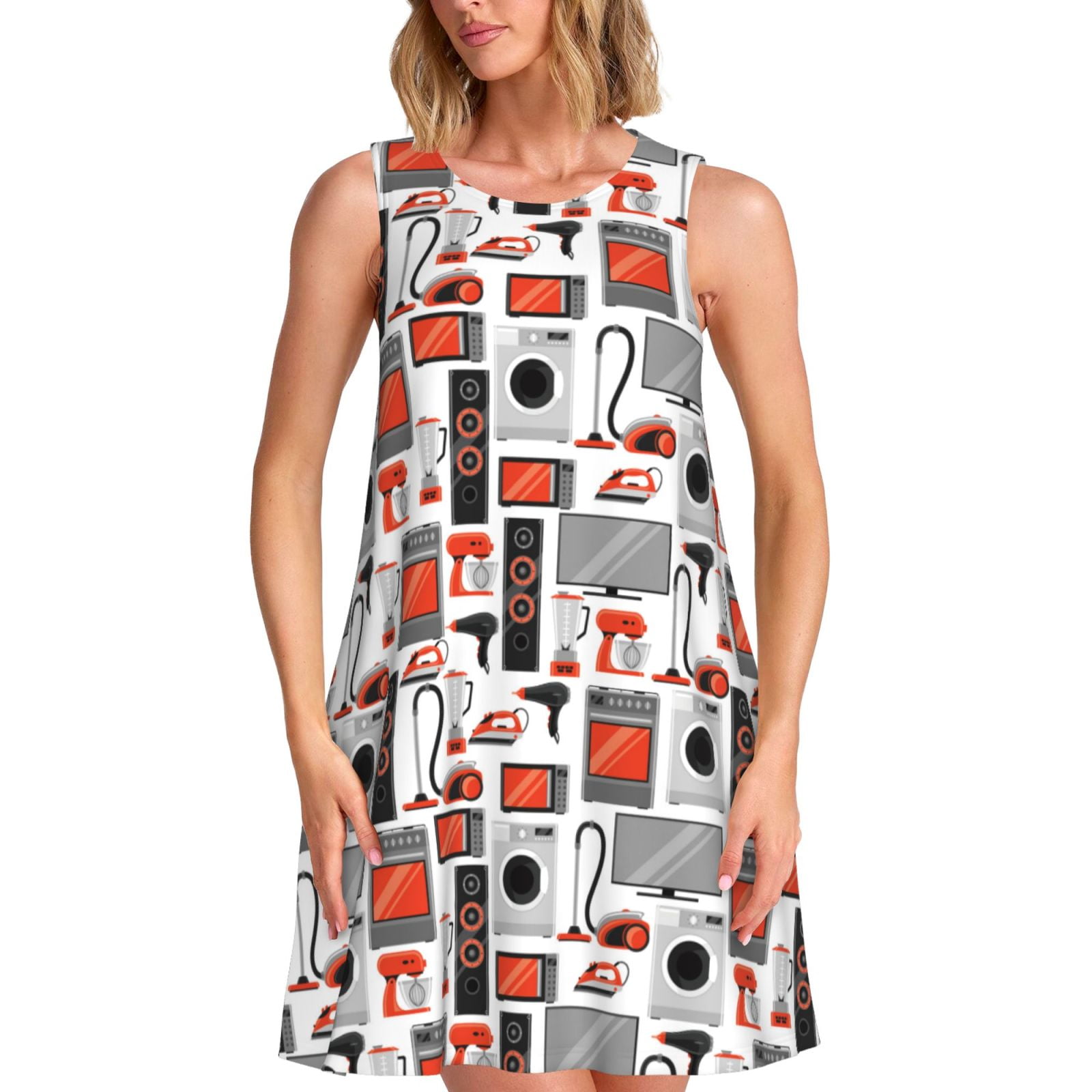 Picia Modern Life Print Women’s Sleeveless Midi Swing Dress – A-Line ...
