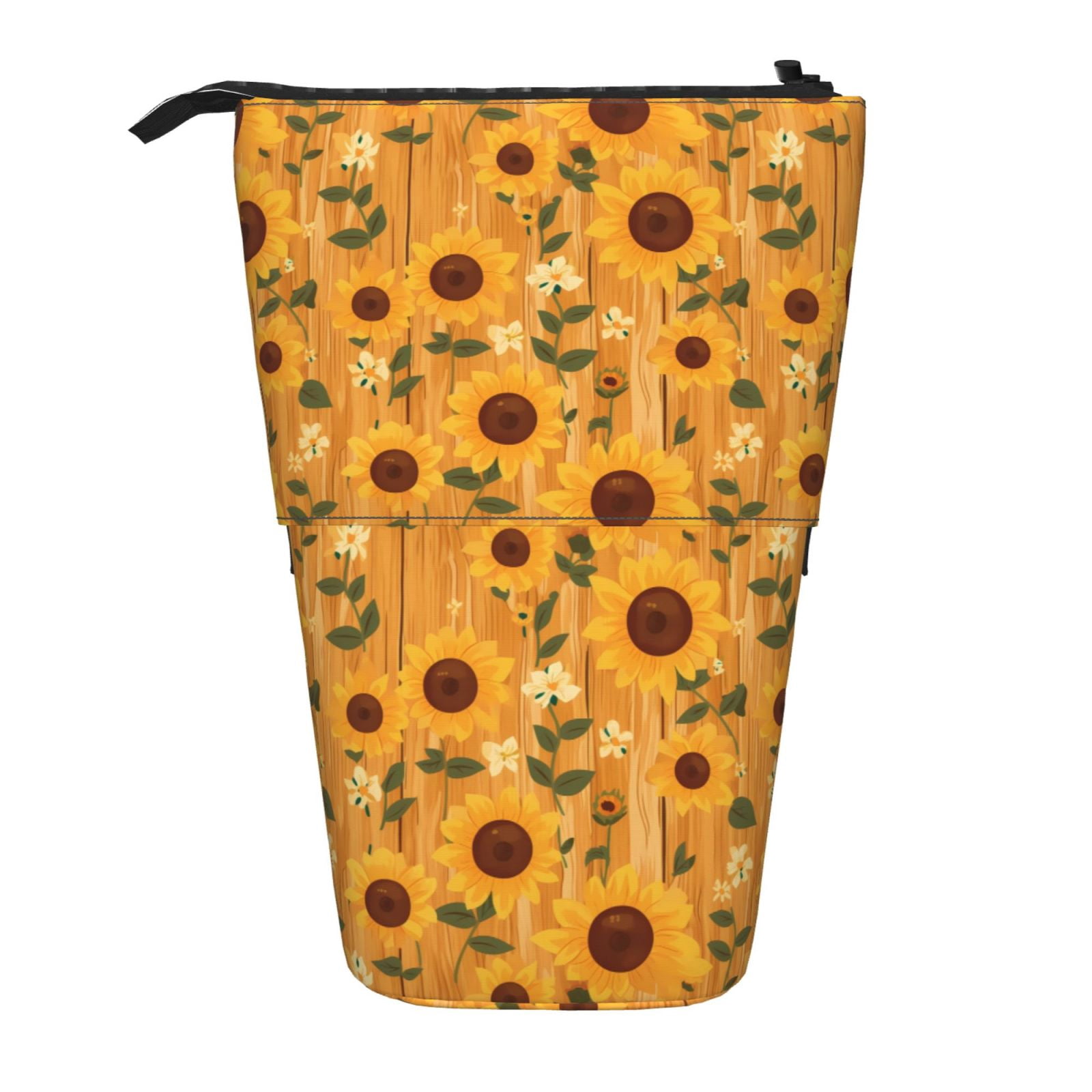 Picia Modern Wood Grain Sunflower Print Telescopic Pencil Case ...