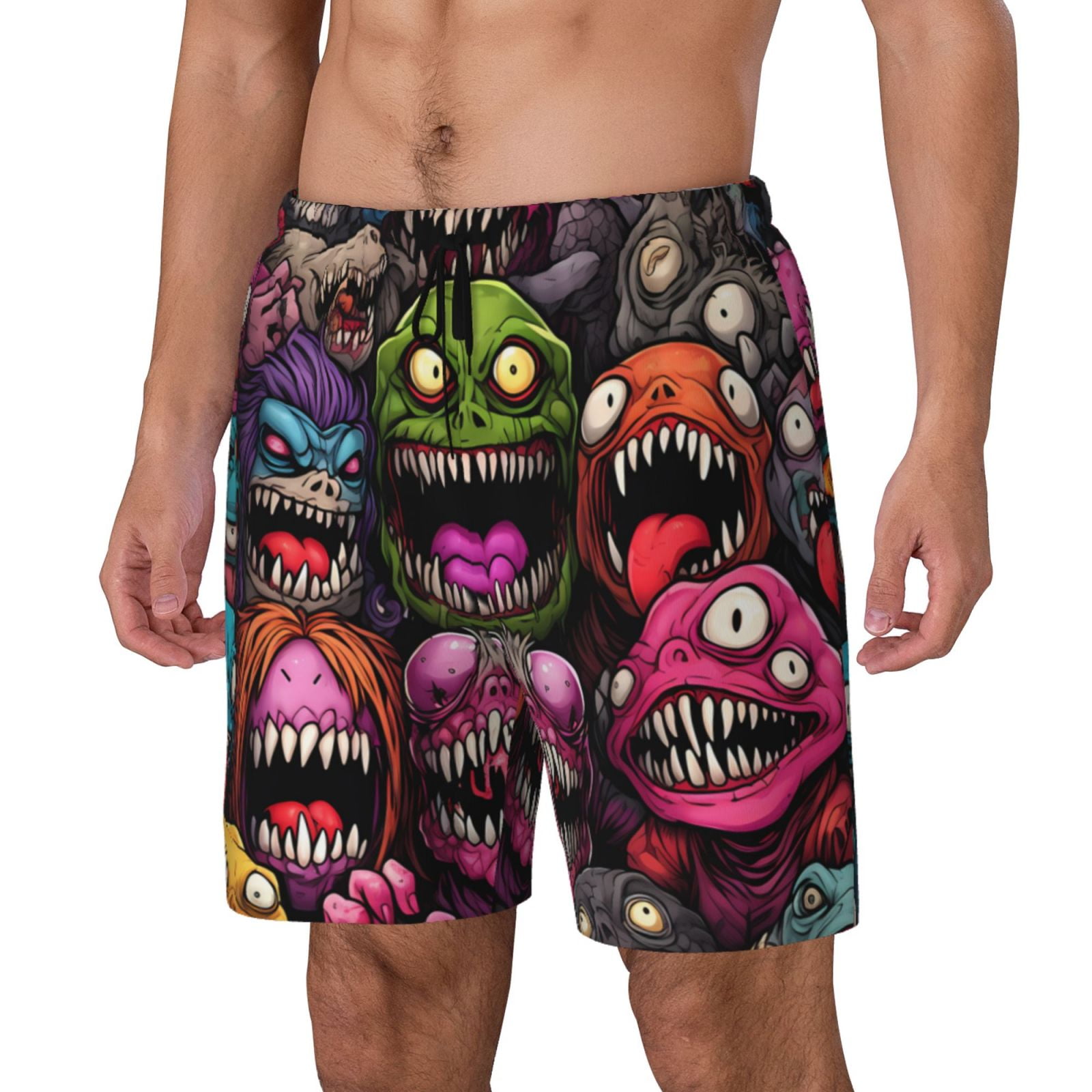 Picia Monstrous Cartoon Characters pattern Mens Swim Trunks with ...