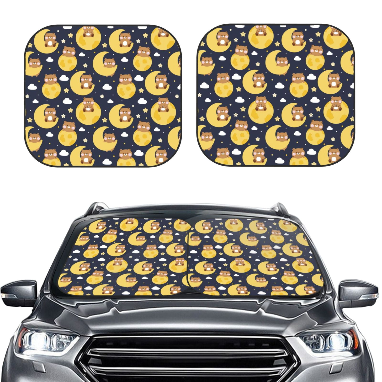 Picia Moon Bear 2 Piece Car Windshield Sun Shade Foldable | Foldable ...