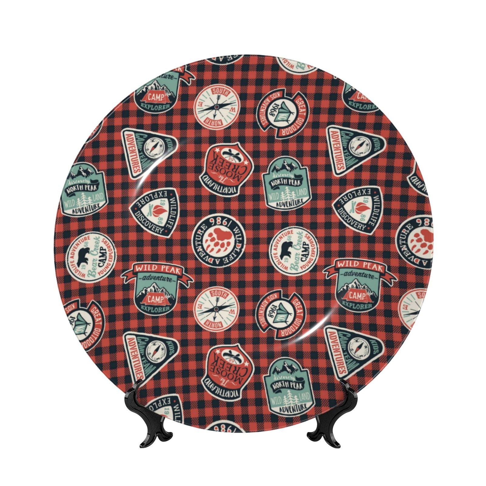 Picia Mountain Adventure Badges Pattern Bone China Decorative Plate ...