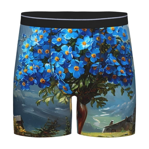 Picia Mountain Blue Flowers Vase Pattern Men's Athletic Long Leg Briefs ...