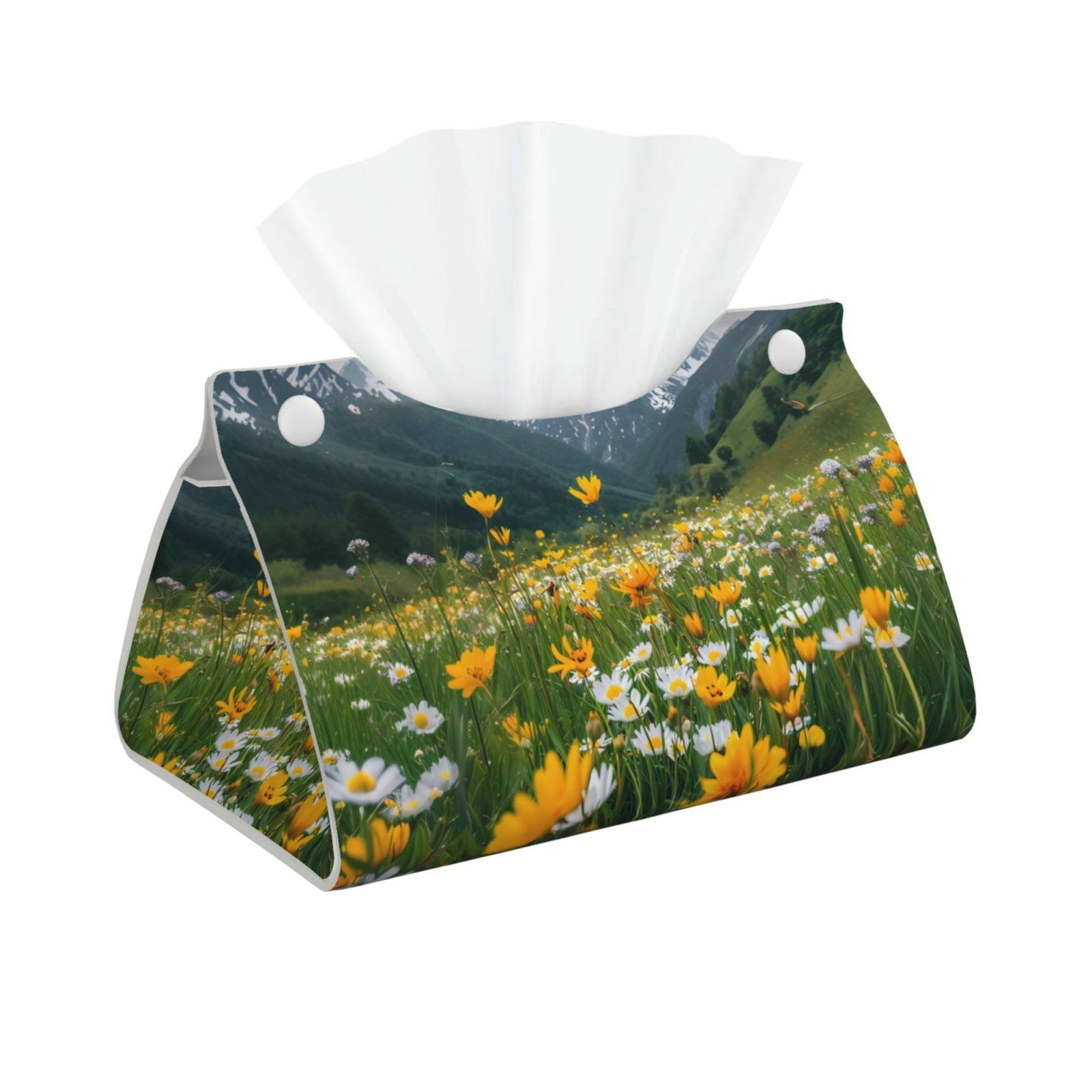 Picia Mountain Daisy Meadow Pattern Long Tissue Box Cover,PVC Leather ...