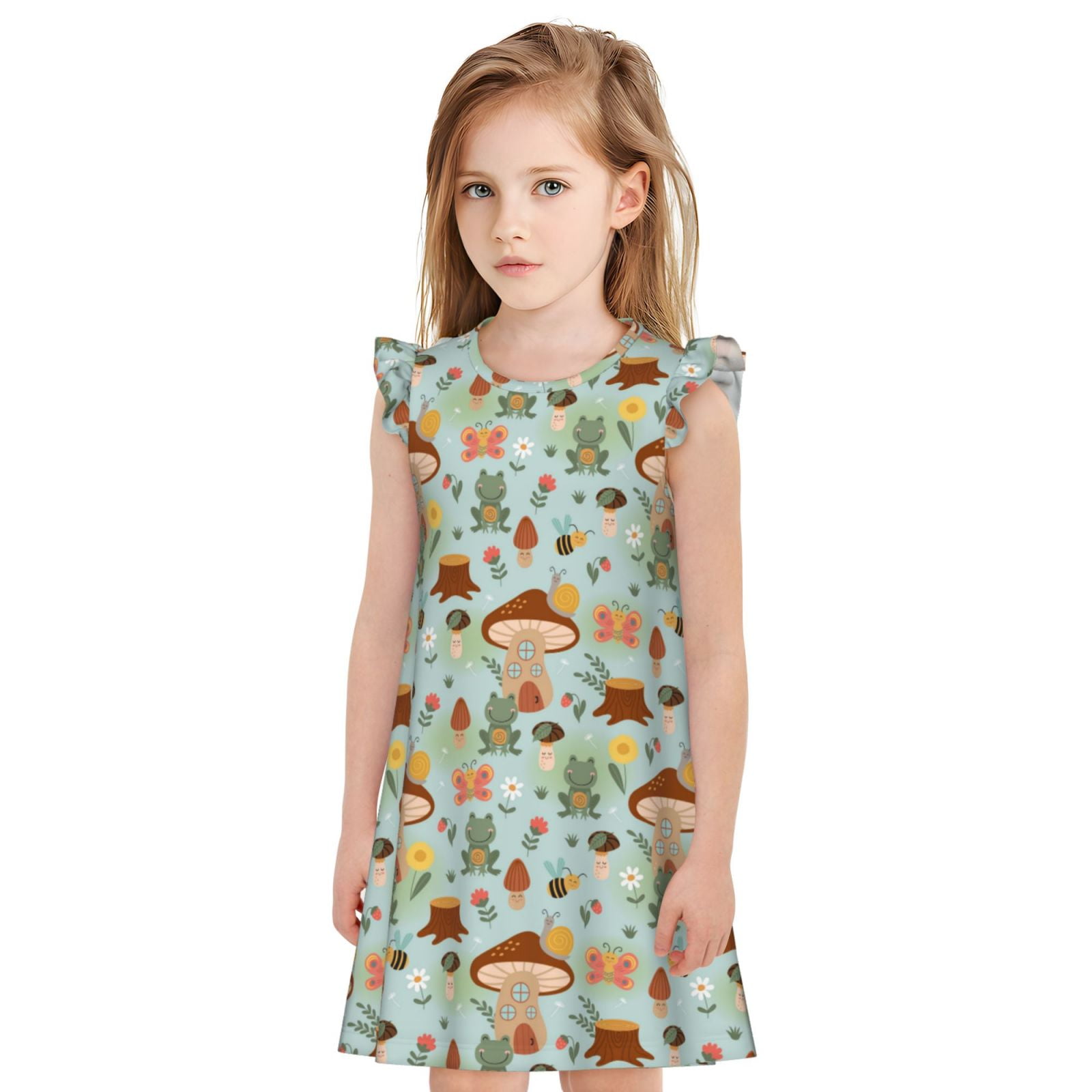 Picia Mushroom House Insect Frog Pattern Girls Nightgowns,Unicorn Dress Pajamas for Toddler ...