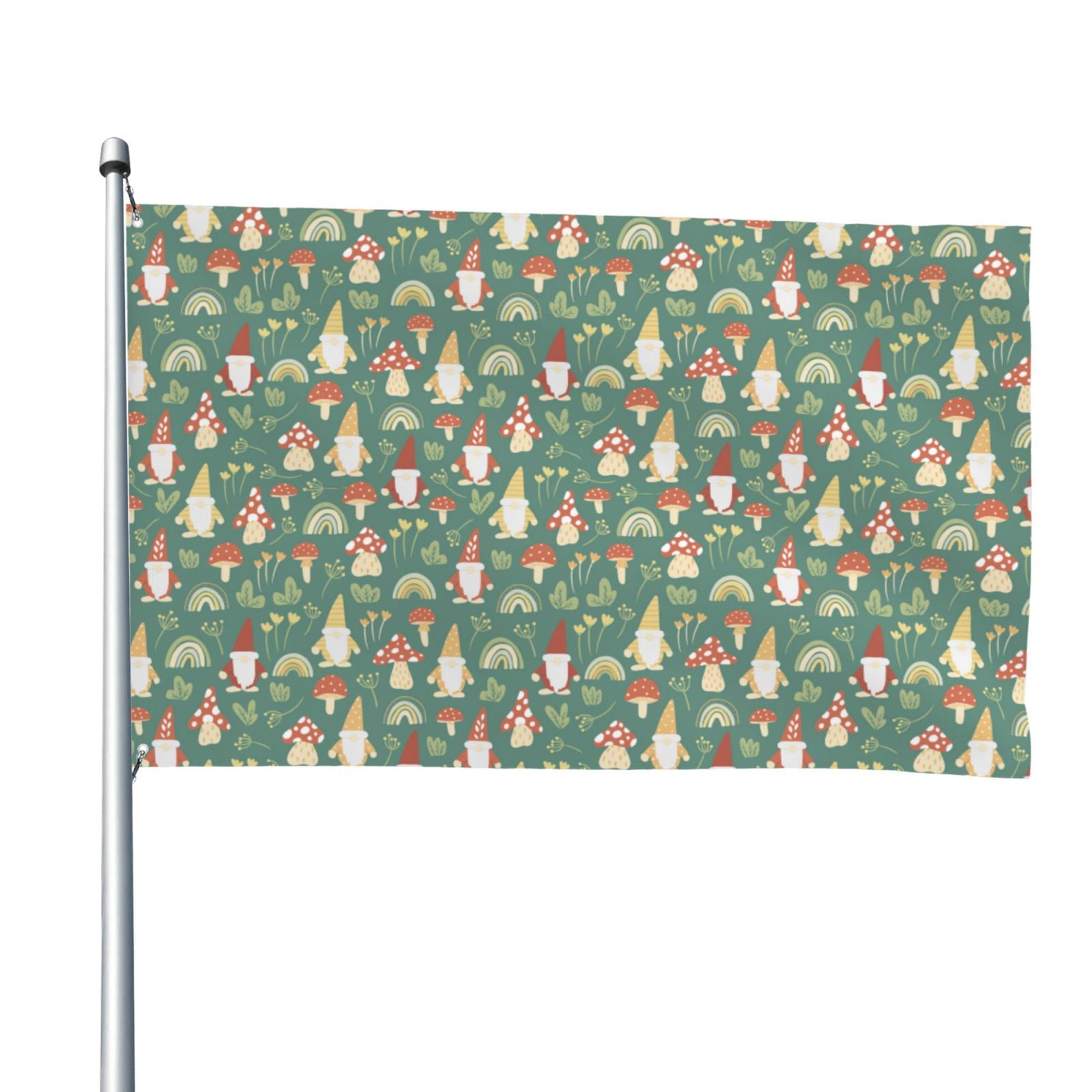 Picia Mushrooms Gnome Printed Flag ,Mushrooms Gnome Pattern Garden Flag ...
