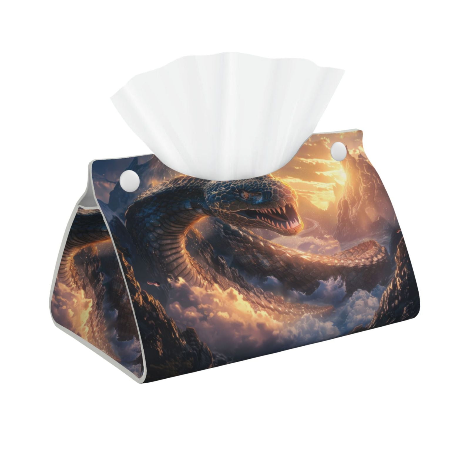 Picia Mythical Serpent Mountain Sunrise Pattern Long Tissue Box Cover ...
