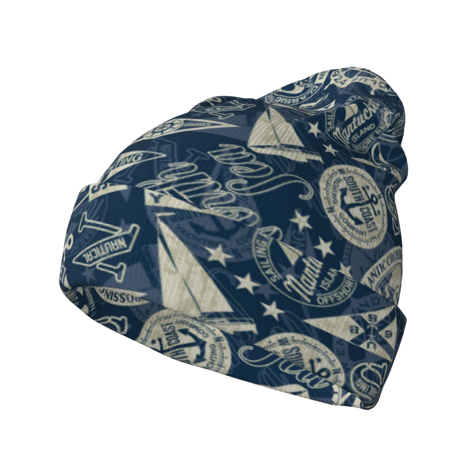 Picia Nautical Style Pattern Knitted Beanie Hat for Men and Women ...