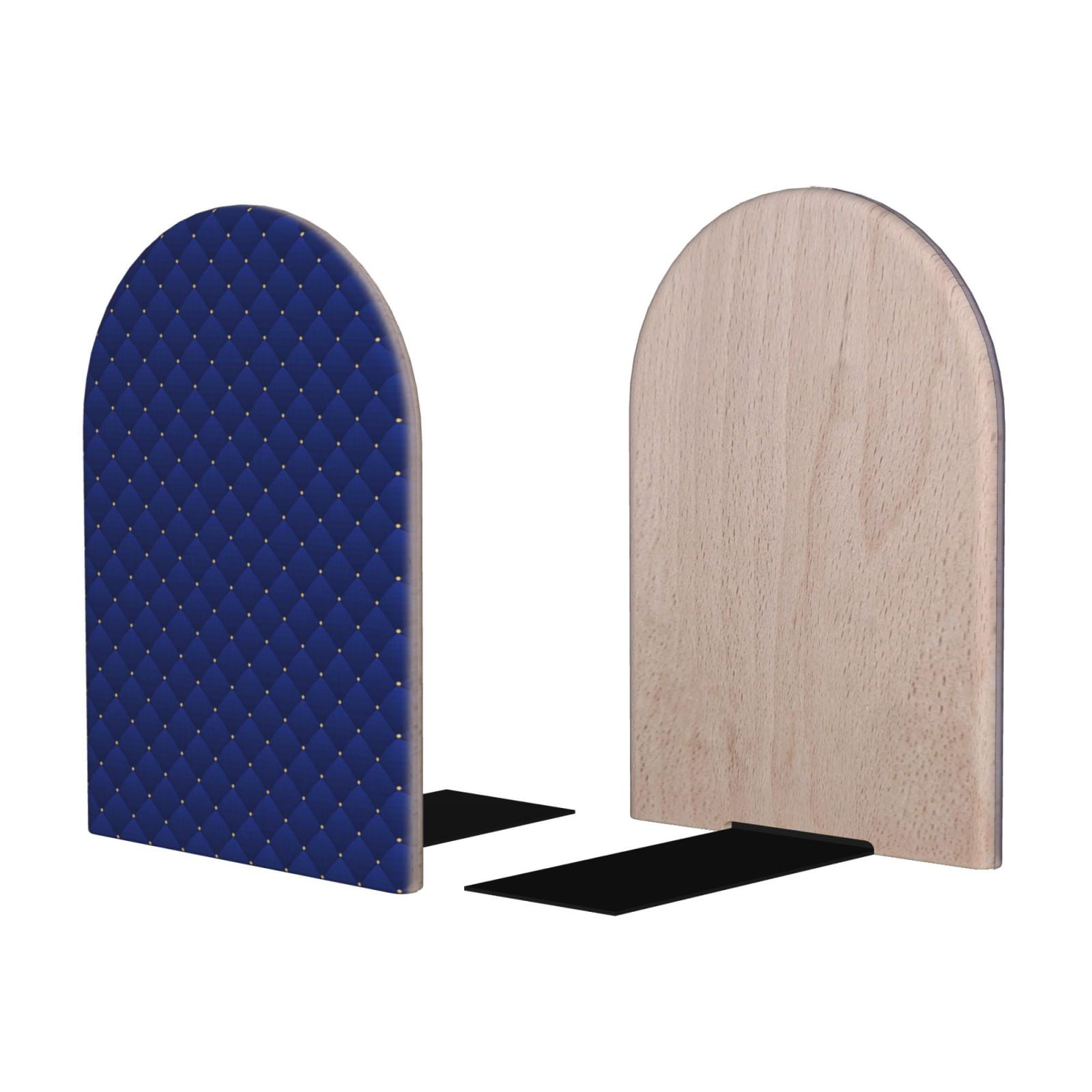 Picia Navy Blue Pattern Wood Bookends for Shelves,Non-slip Bookends ...