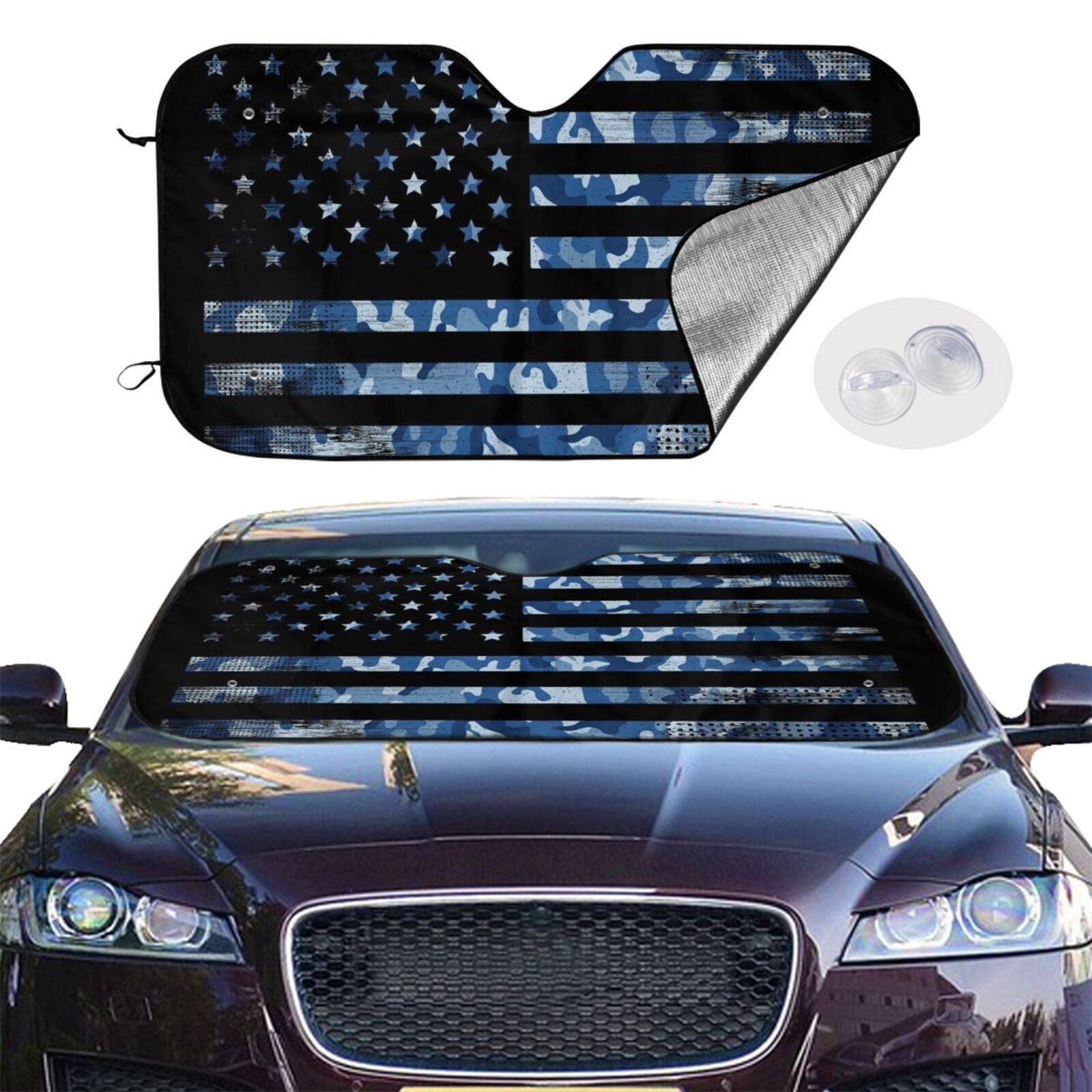 Picia Navy Camouflage American Flag Curved Windshield Sunshade ...