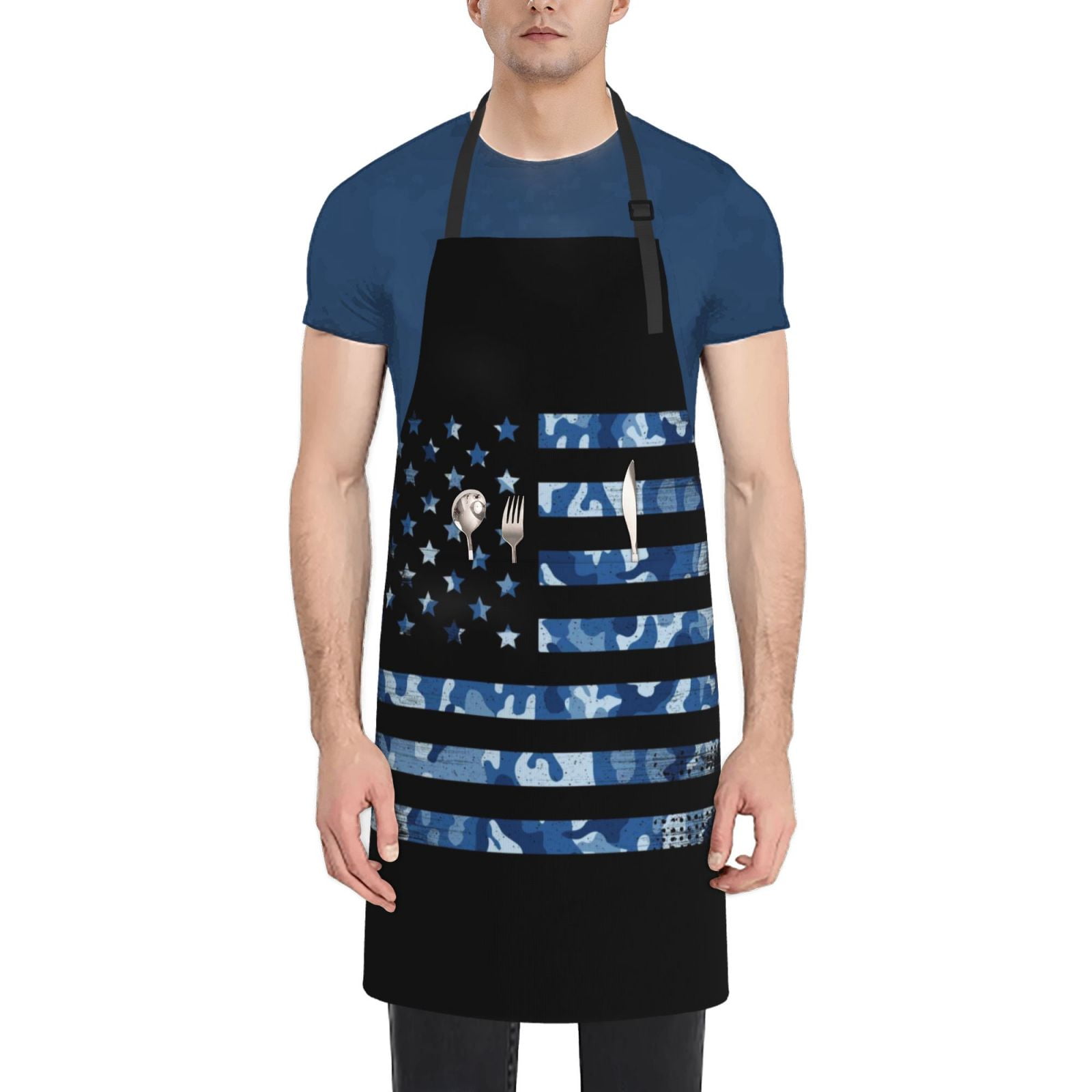 Picia Navy Camouflage American Flag Waterproof Apron for Unisex Adult ...