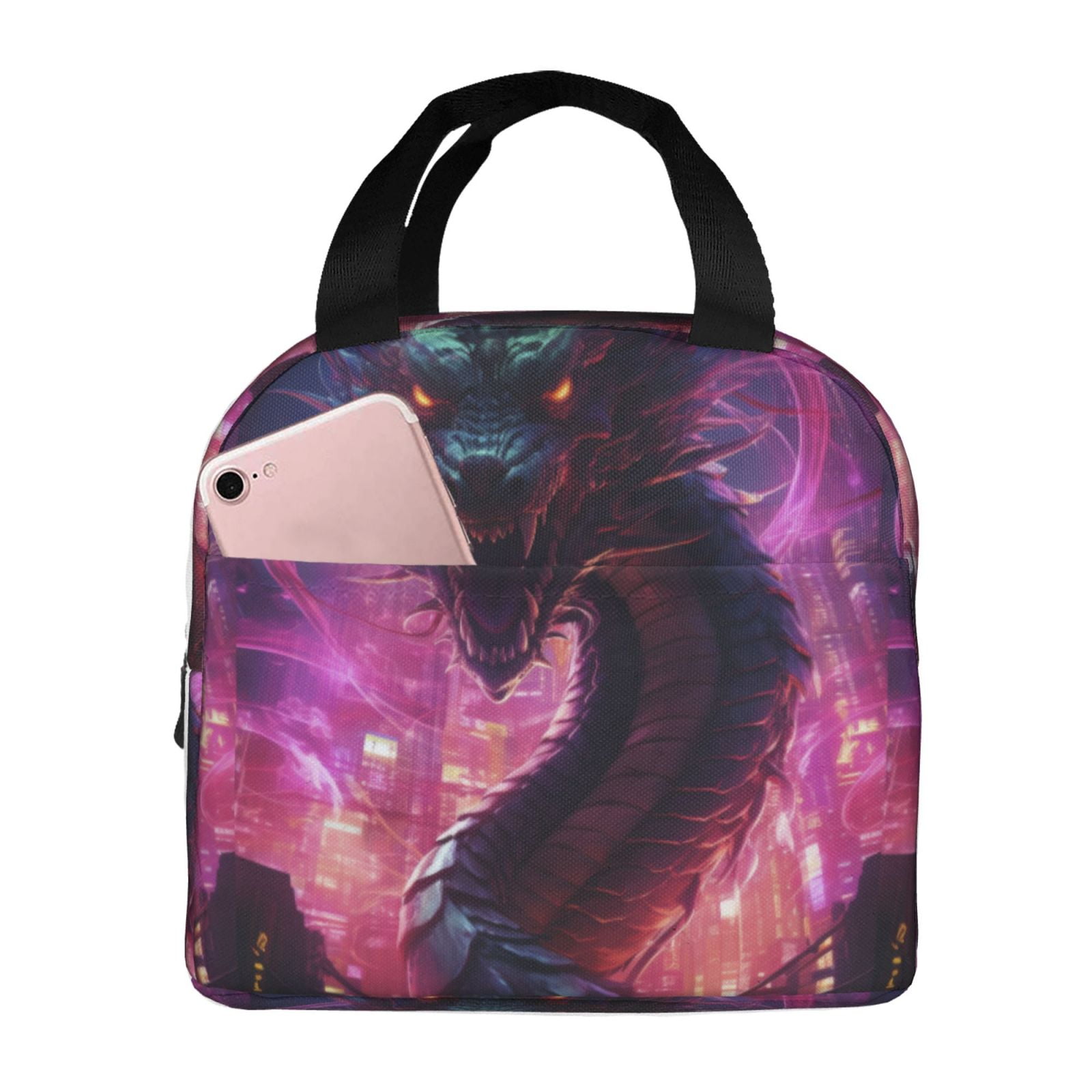 Picia Neon Futuristic Dragon Printed Lunch box Lunch bag for Men Women ...
