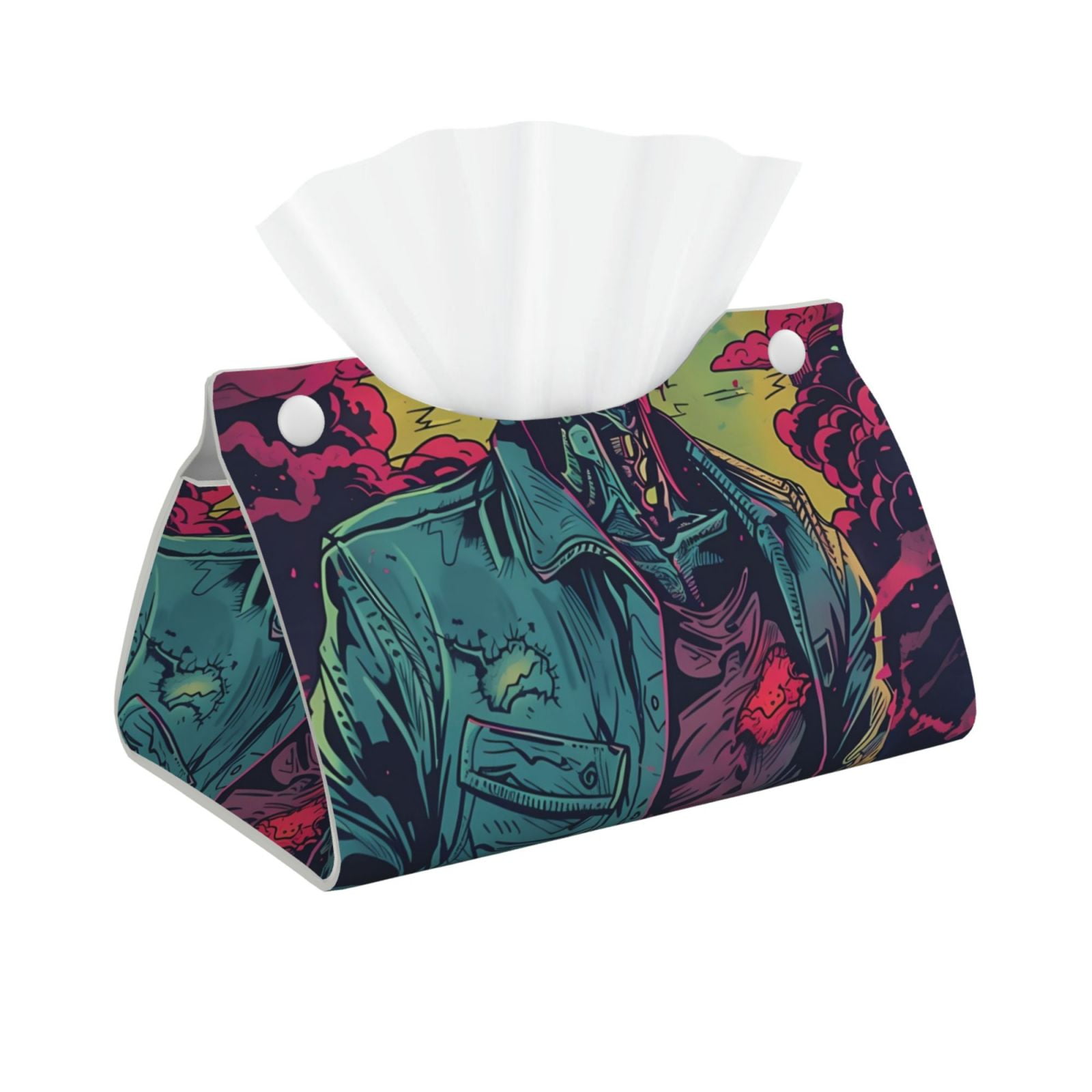 Picia Neon Zombie Skull Pattern Long Tissue Box Cover,PVC Leather ...