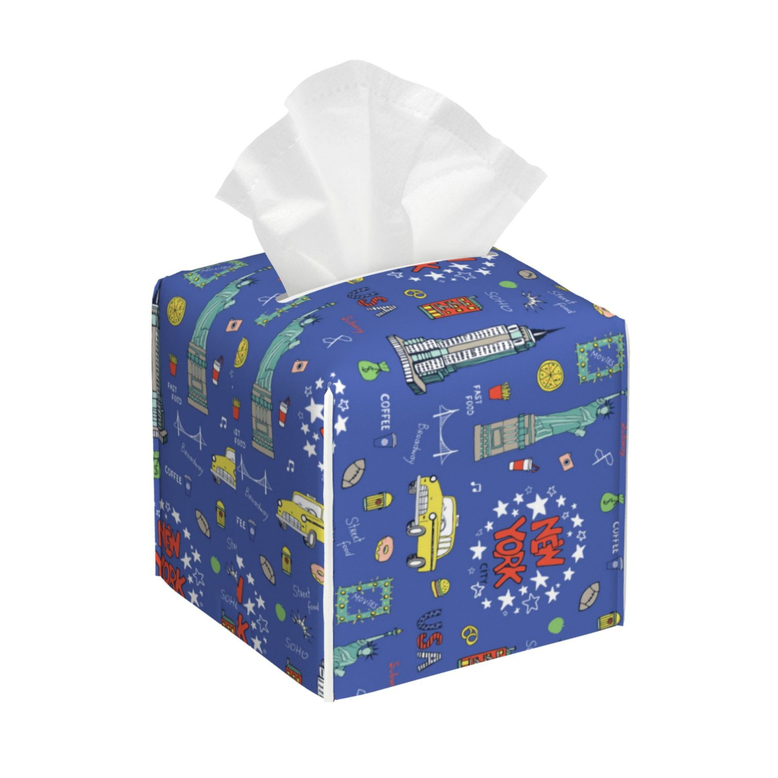 Picia New-York City Pattern Tissue Box Cover,PVC Leather Square Holder ...