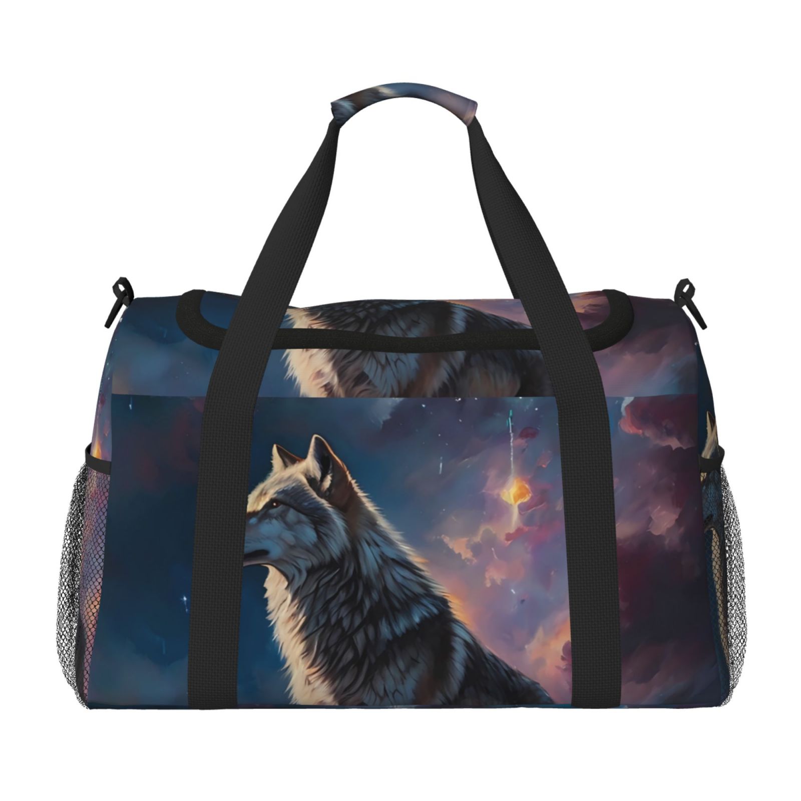 Picia Night Sky Wolf Print Travel Duffle Bag,Weekender Bags for Women ...