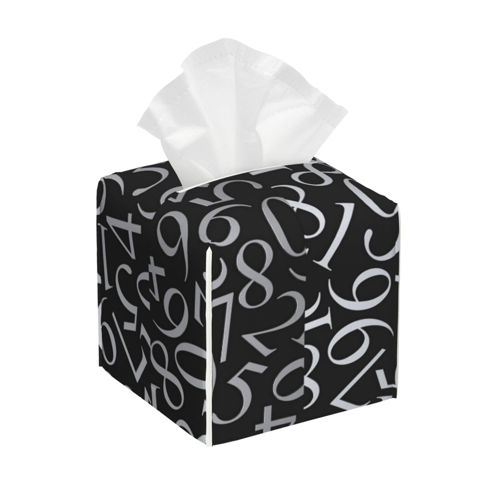 Picia Numbers Pattern Tissue Box Cover,PVC Leather Square Holder,Tissue ...