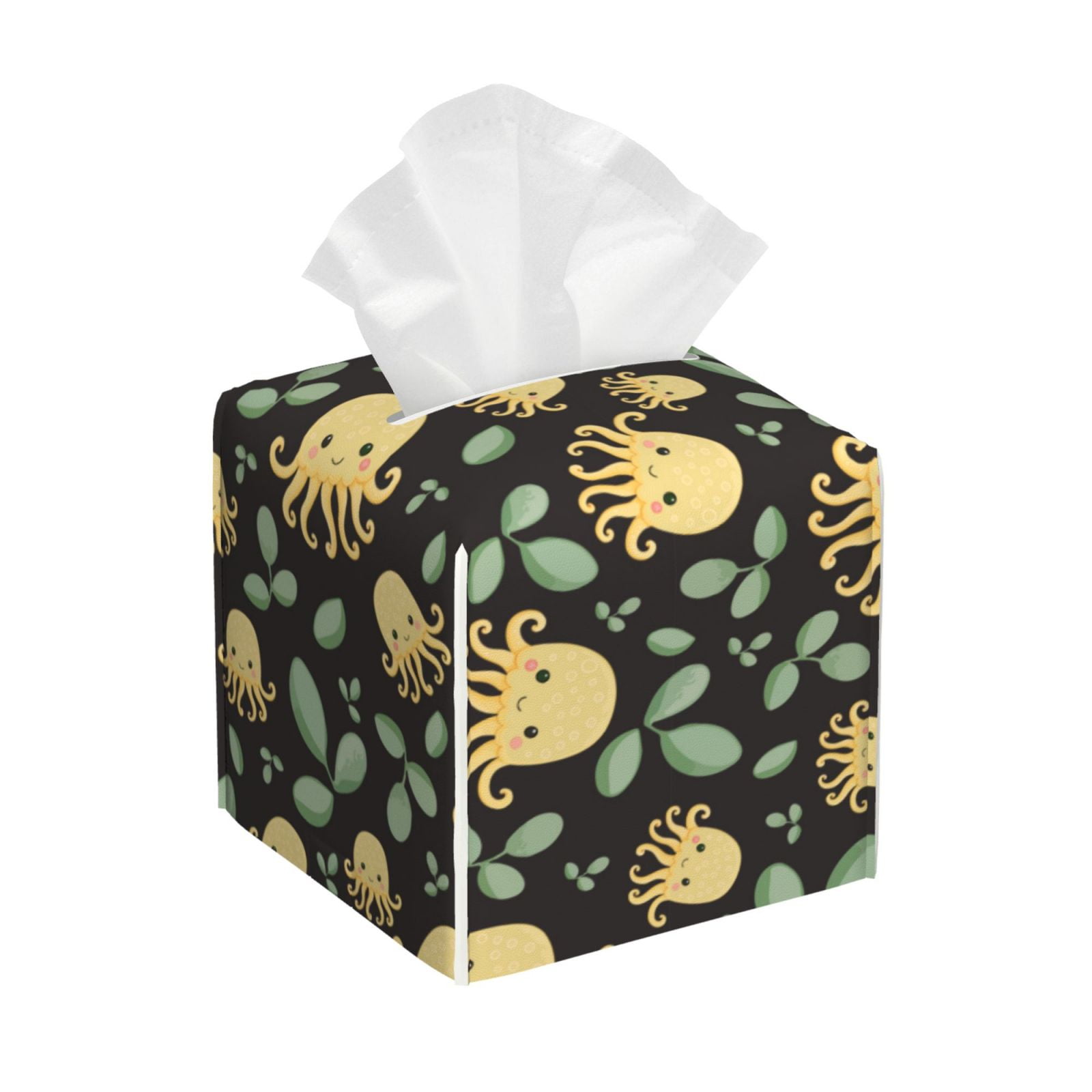 Picia Octopuses And Leaves Pattern Tissue Box Cover,PVC Leather Square ...
