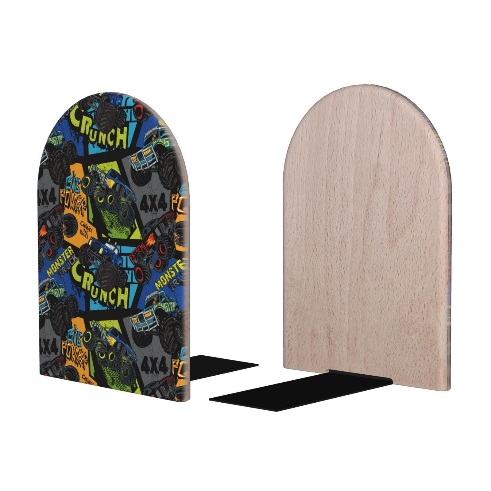 Picia Off-Road Vehicle Pattern Wood Bookends for Shelves,Non-slip ...