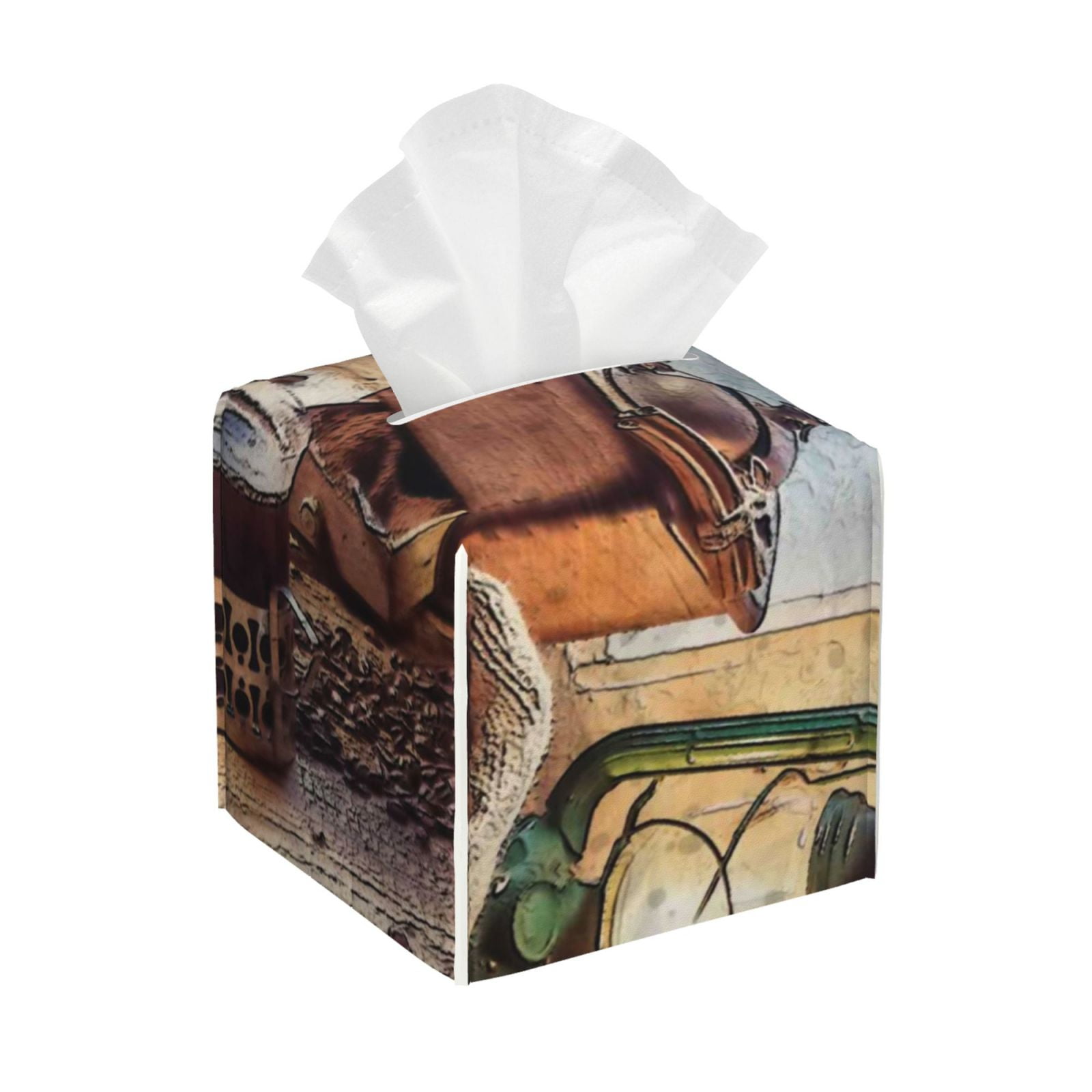 Picia Oil Lamp Coffee Beans Pattern Tissue Box Cover,PVC Leather Square ...