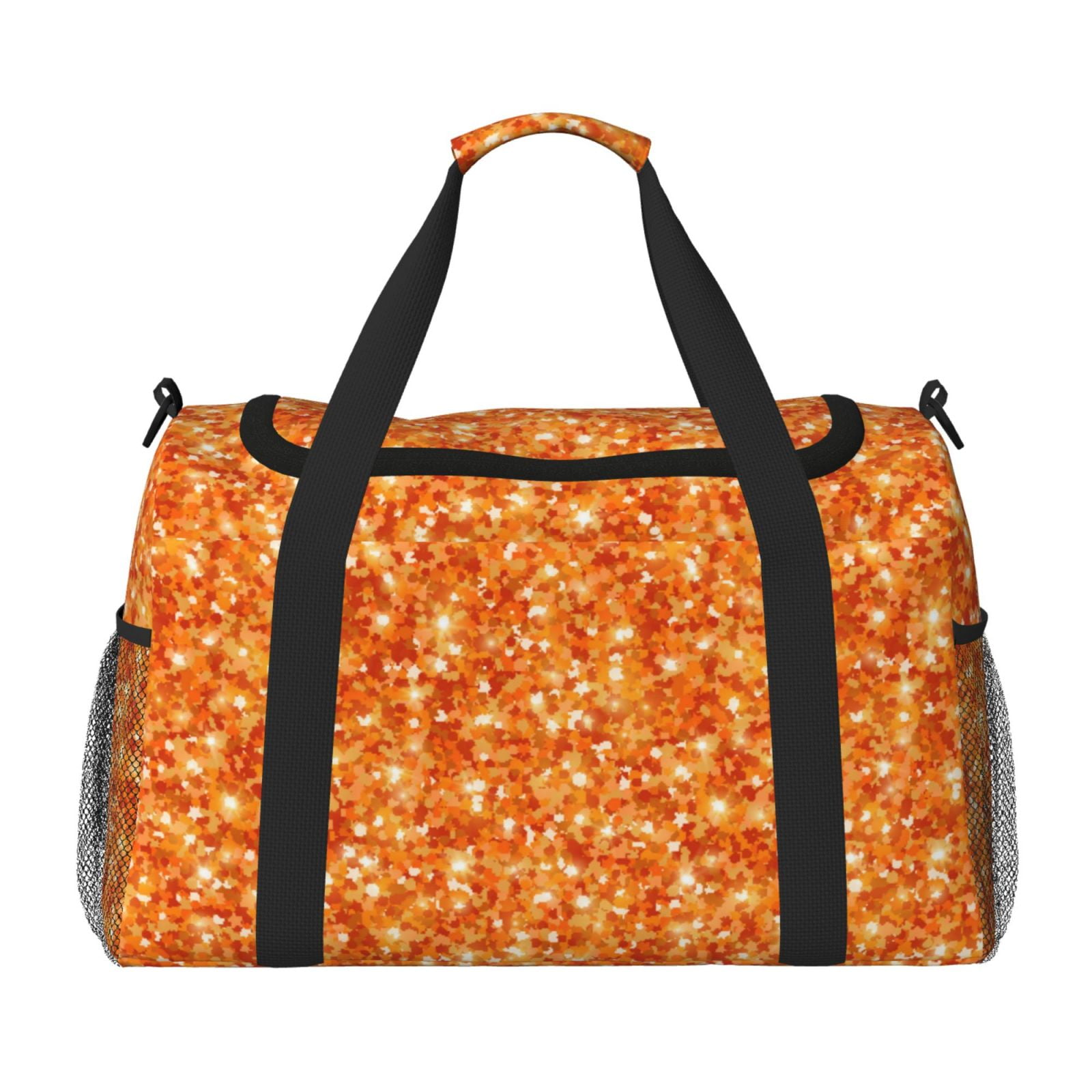 Picia Orange Glitter Print Travel Duffle Bag,Weekender Bags for Women ...
