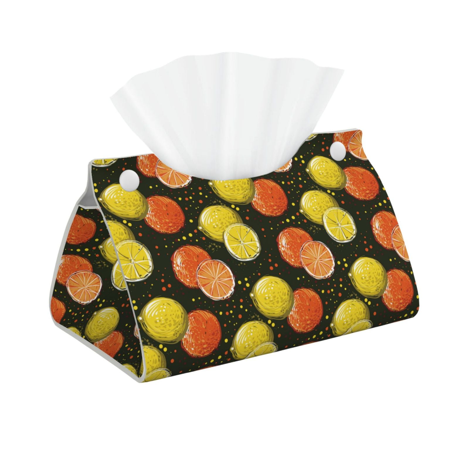 Picia Orange Lemon Pattern Long Tissue Box Cover,PVC Leather Triangle ...