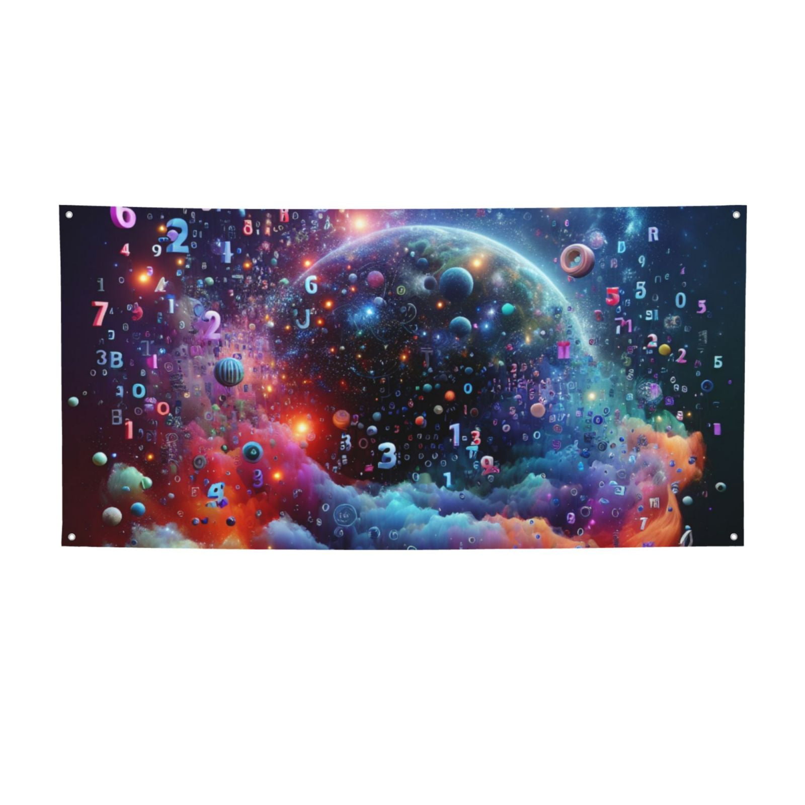 Picia Outer Space Floating Numbers And Letters Pattern Party Banner ...