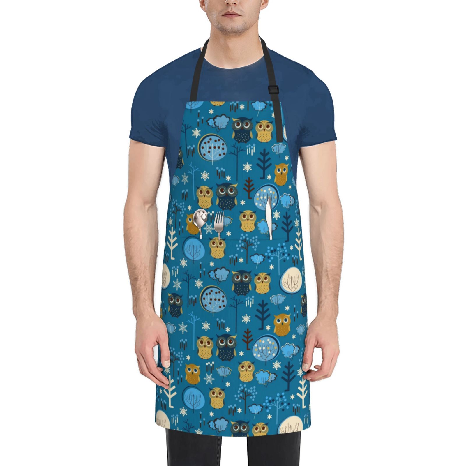 Picia Owls And Trees Waterproof Apron for Unisex Adult - Adjustable Bib ...
