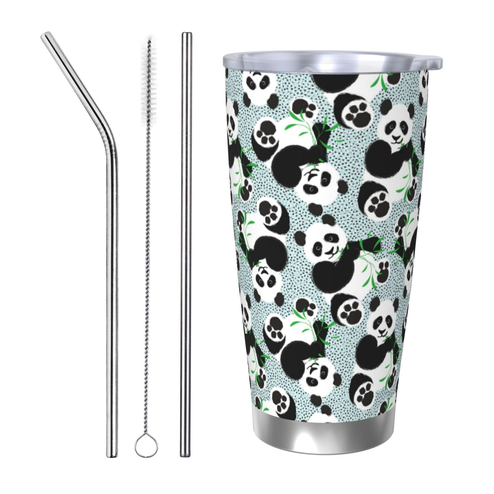 Picia Panda And Eucalyptus Pattern 20 oz Tumbler Stainless Steel Vacuum ...