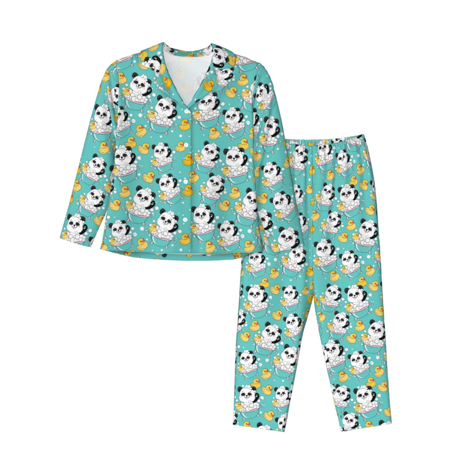 Picia Panda Bathing Pattern Women’s Long-Sleeve Sleepwear Set - Soft 2 ...