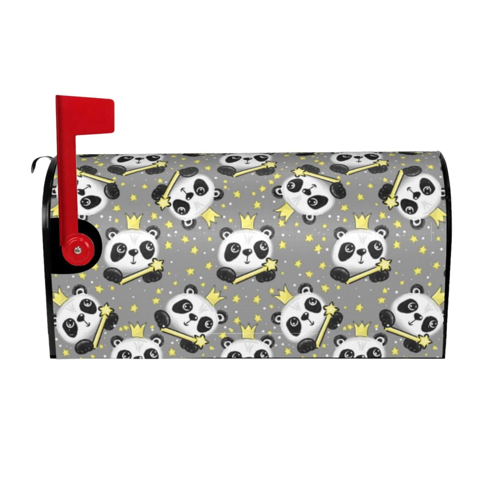 Picia Panda With Crown And Stars Magnetic Mailbox Cover Standard Size ...