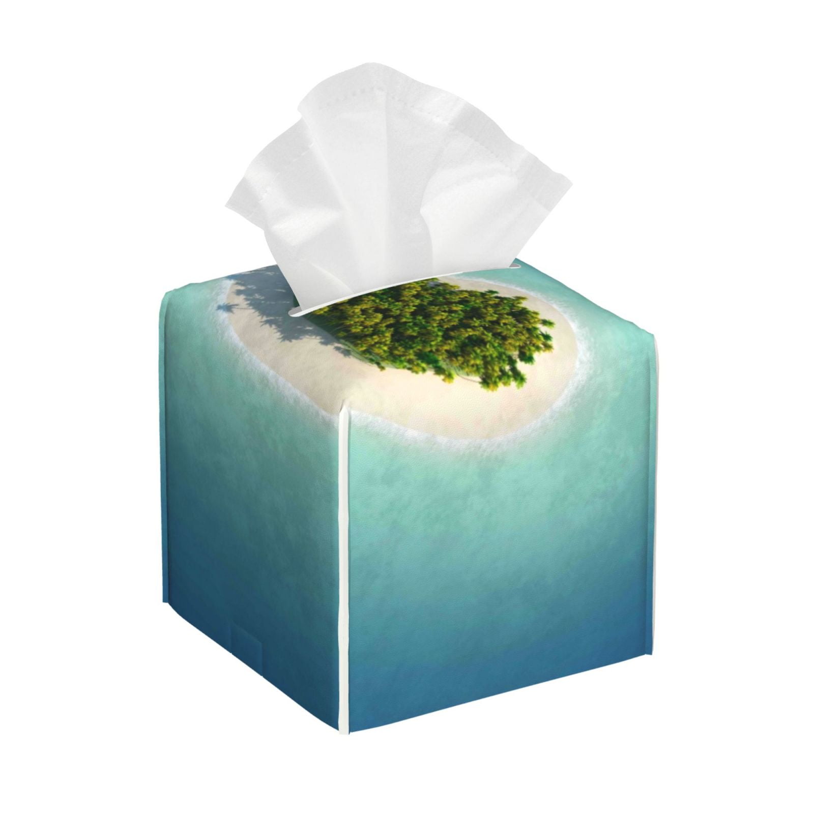 Picia Paradise Island Pattern Tissue Box Cover,PVC Leather Square ...