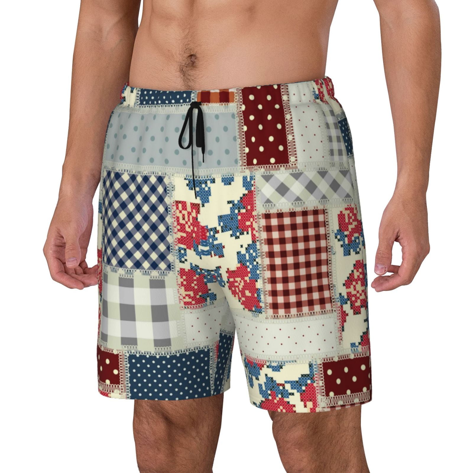 Picia Patchwork In Country Style pattern Mens Swim Trunks with ...