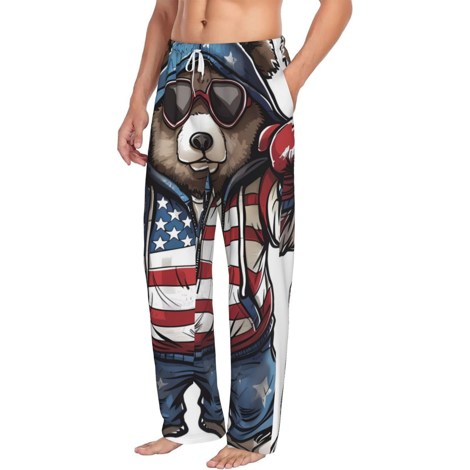 Picia Patriotic Boxing Bear Art Mens Soft Woven Cotton Elastic ...