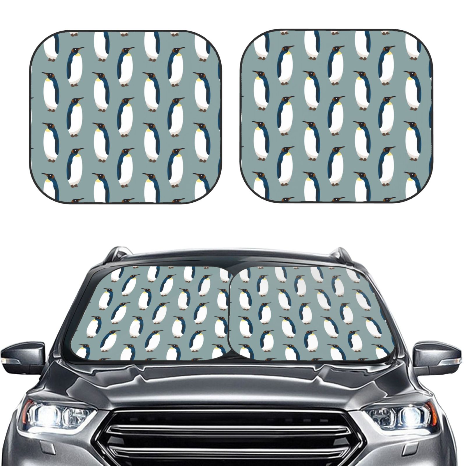 Picia Penguin 2 Piece Car Windshield Sun Shade Foldable | Foldable Sun ...