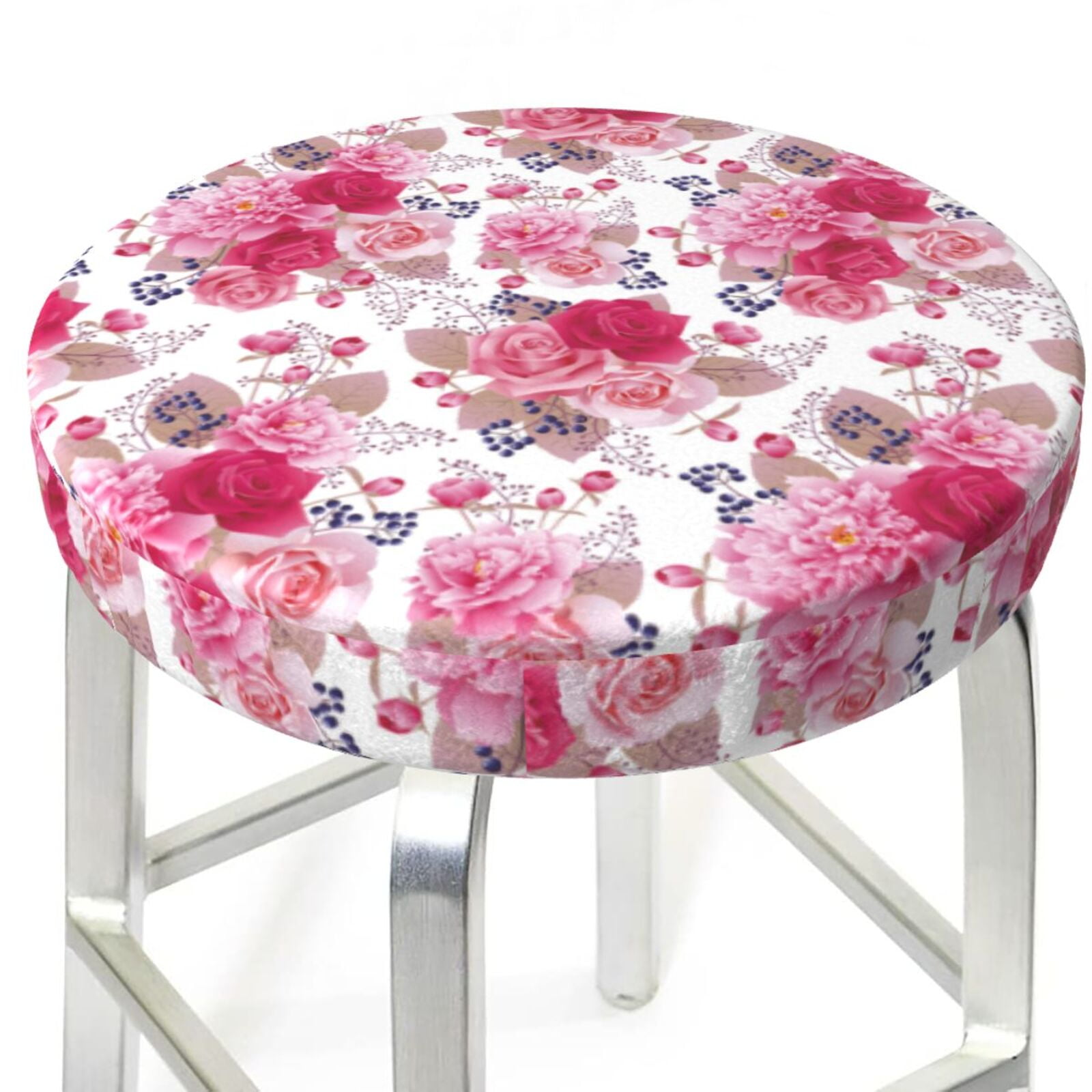 Picia Peonies And Roses pattern Round Stool Covers Comfy Seat Covers Stretch Removable ...