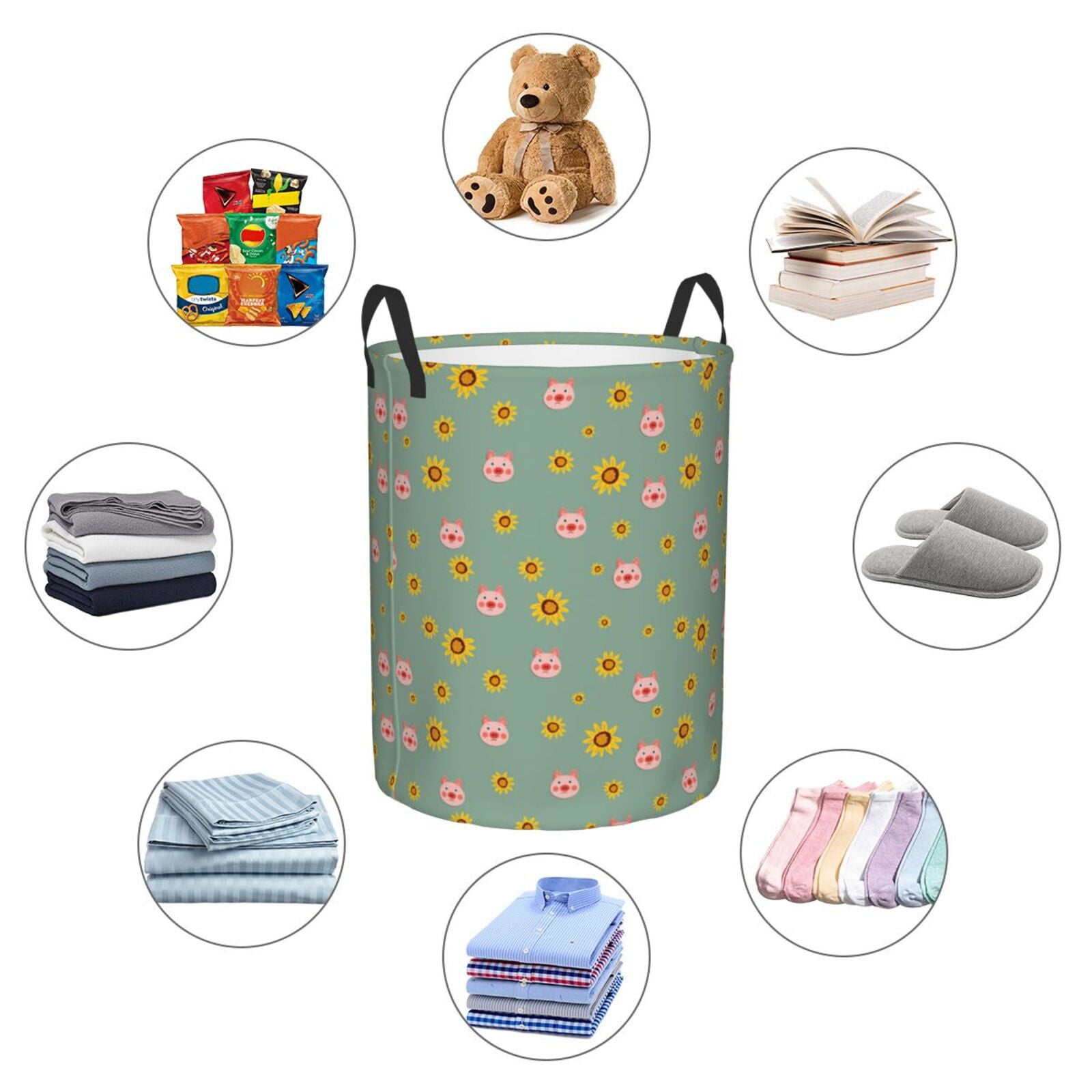 Picia Pig Face With Sunflower Large Laundry Basket, Waterproof ...