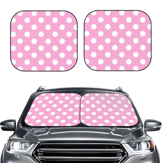 Picia Pink And White Polka Dot 2 Piece Car Windshield Sun Shade ...