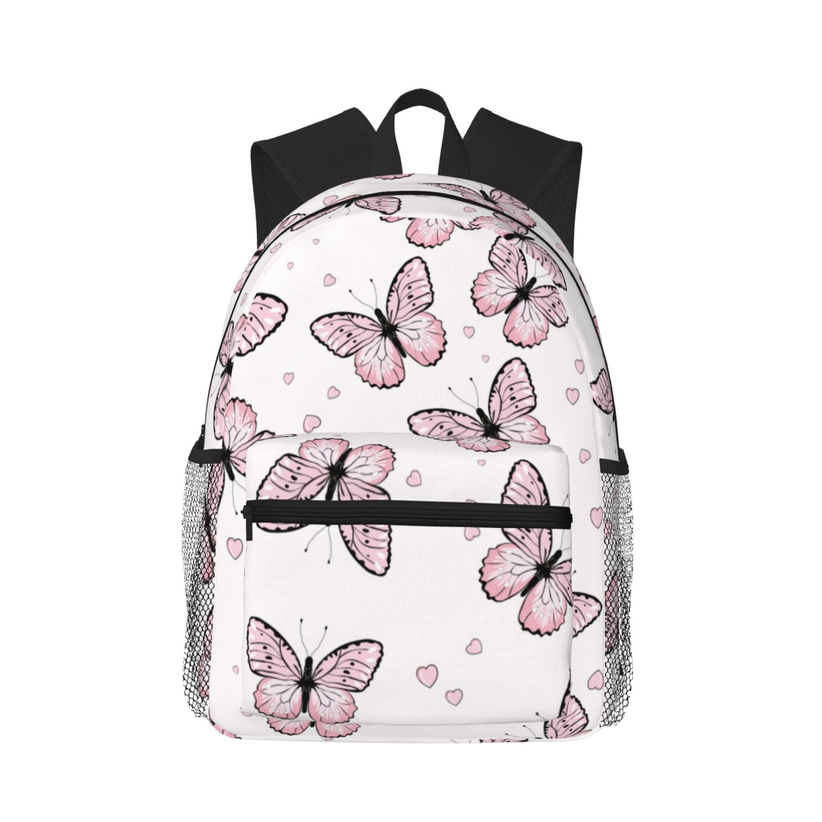 Picia Pink Butterflies (2) Large Capacity Backpack Classic Style ...