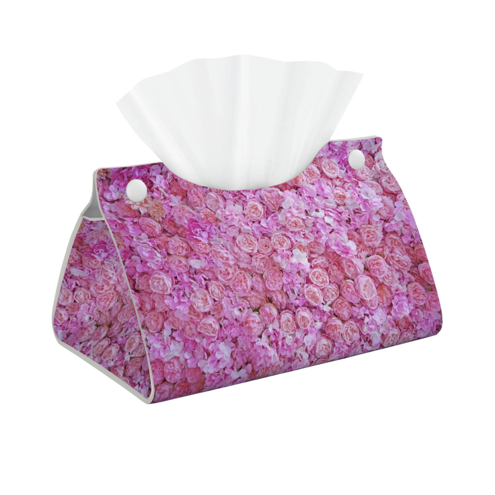 Picia Pink Roses Pattern Long Tissue Box Cover,PVC Leather Triangle ...