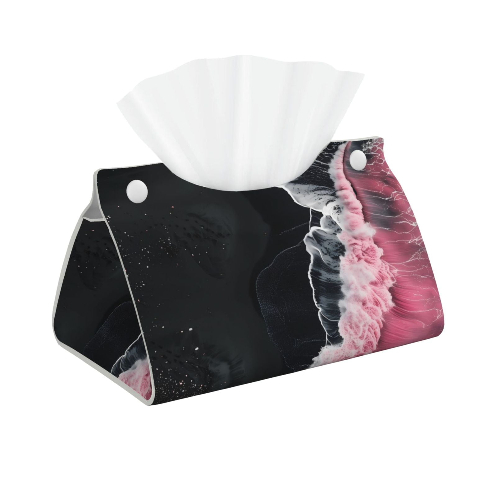 Picia Pink White Ocean Waves Pattern Long Tissue Box Cover,PVC Leather ...