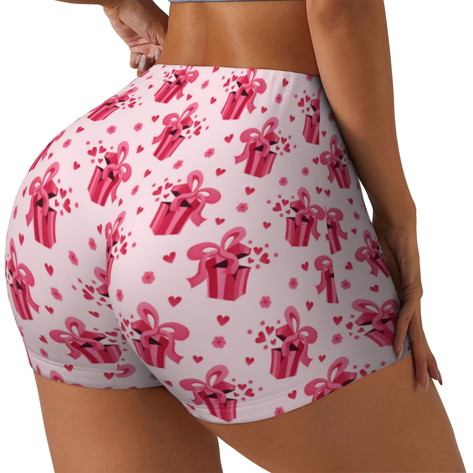 Picia Pink gift with ribbon Printed Workout Shorts for Women Seamless ...