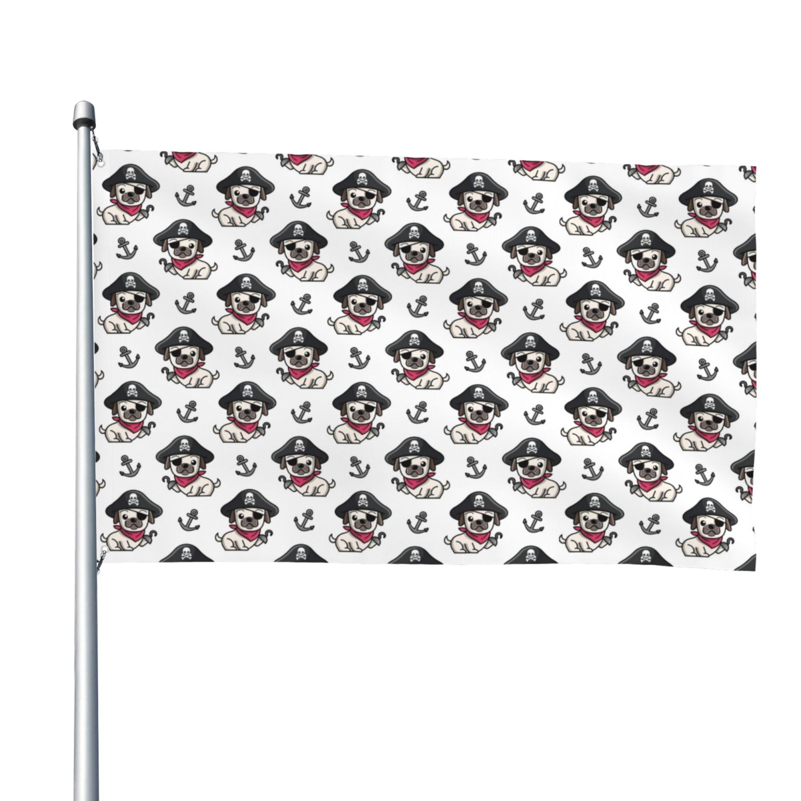 Picia Pirate Puppy Printed Flag ,Pirate Puppy Pattern Garden Flag ...